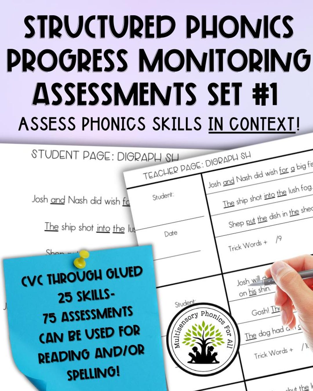 Orton-gillingham Progress Monitoring Sentences Assessments SET 1 + Data ...