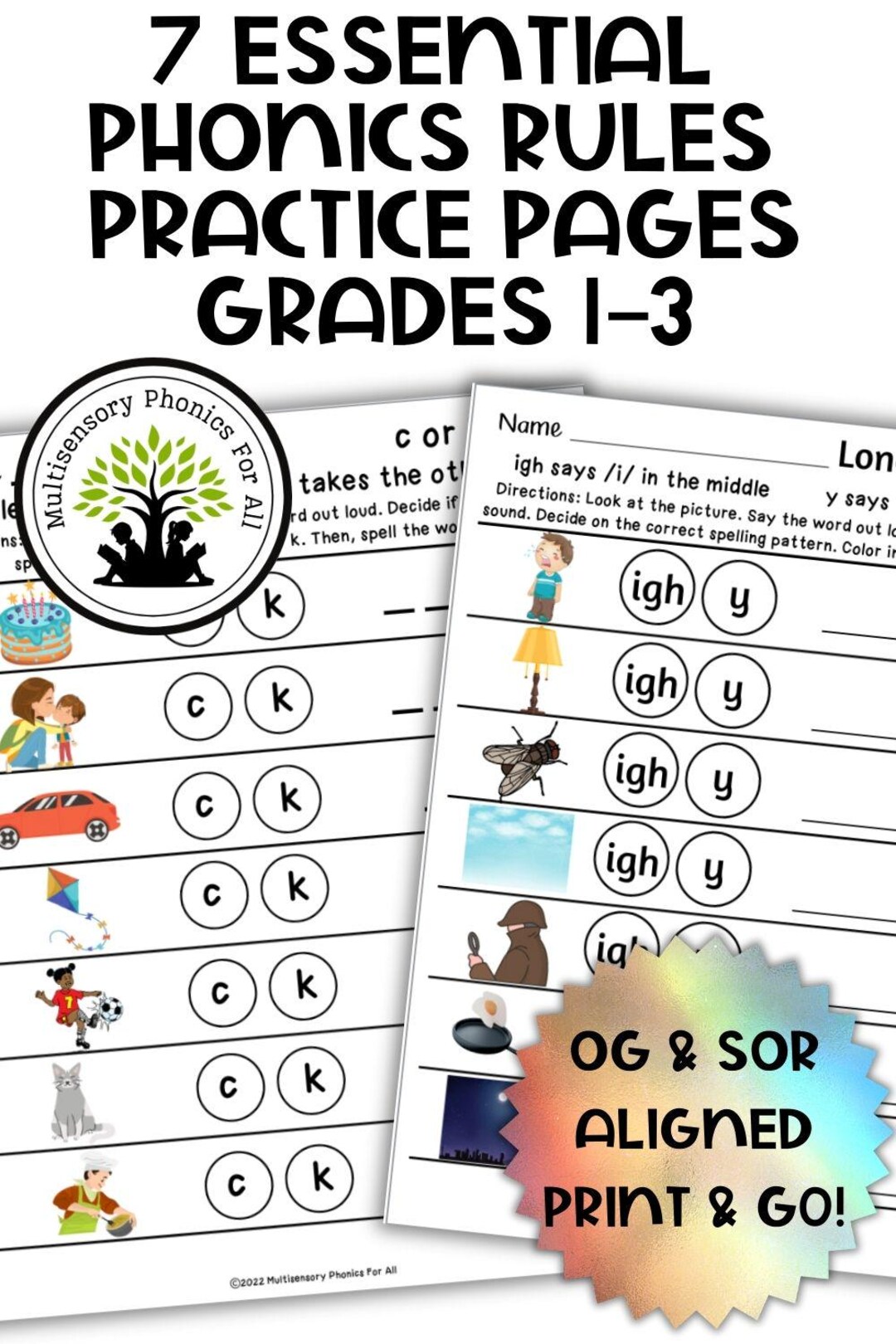 Phonics Rules Practice Pages: OG & SOR, Grades 1-3 (PDF Download) - Etsy