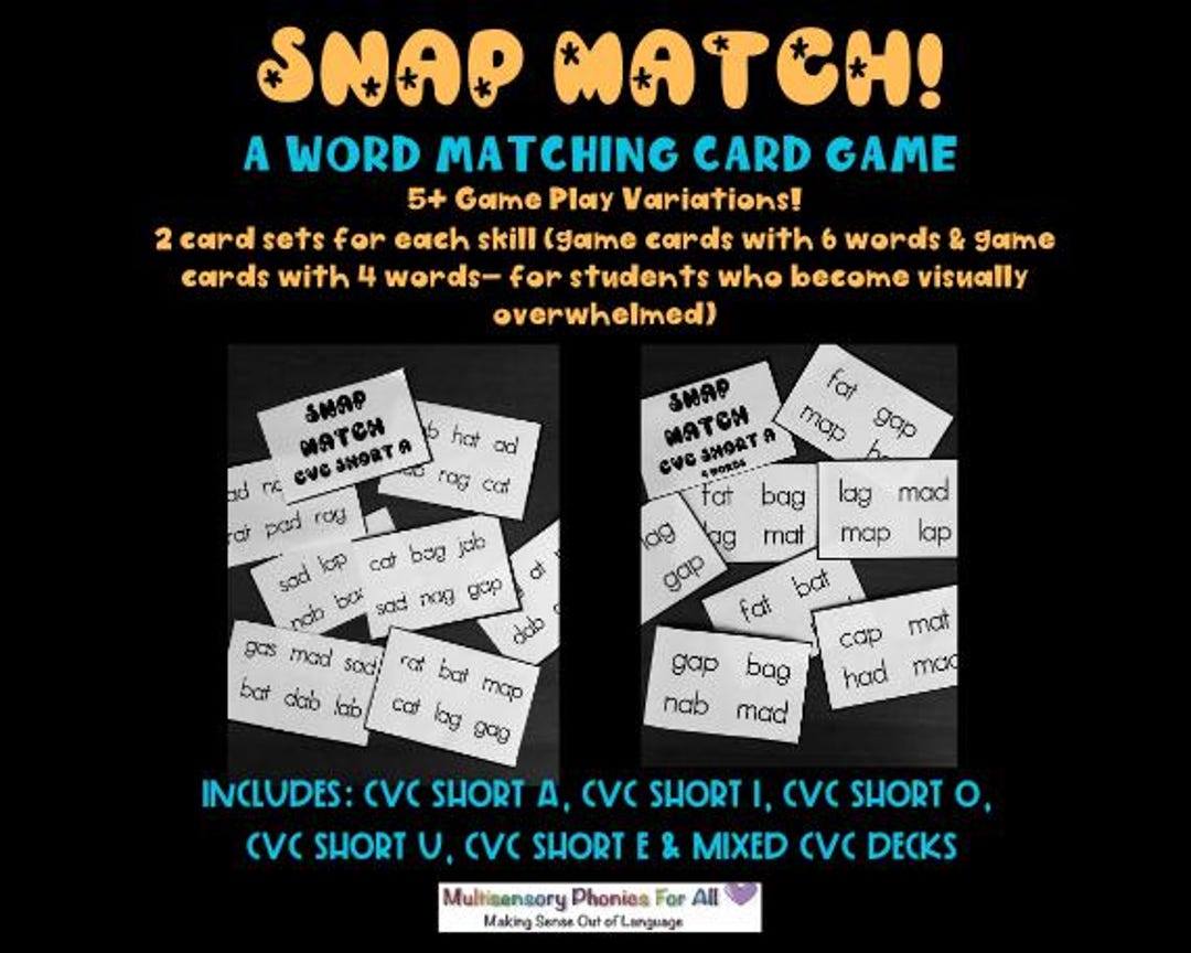 SNAP MATCH-A Word Matching Game: Orton-gillingham & Structured Phonics ...