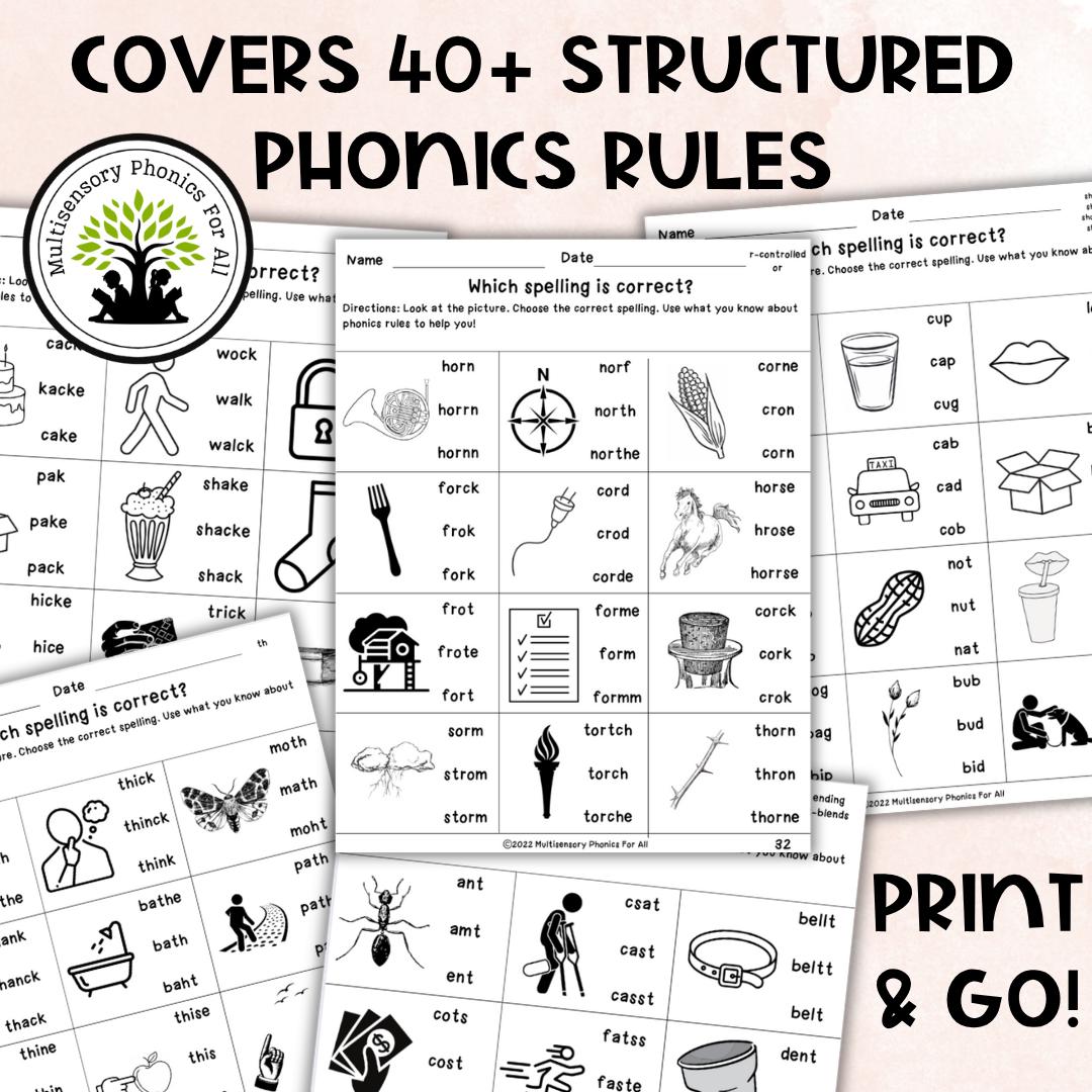 Structured Phonics: Which Spelling is Correct? Phonics Rules Practice ...