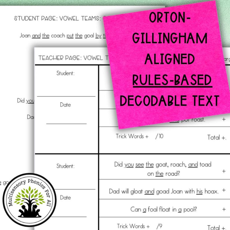 Orton-gillingham Progress Monitoring Sentences Assessments SET 2 + Data ...