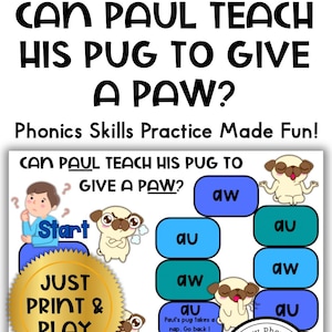 AU Vs AW Phonics Game: Printable Phonics Rules Practice (digital ...