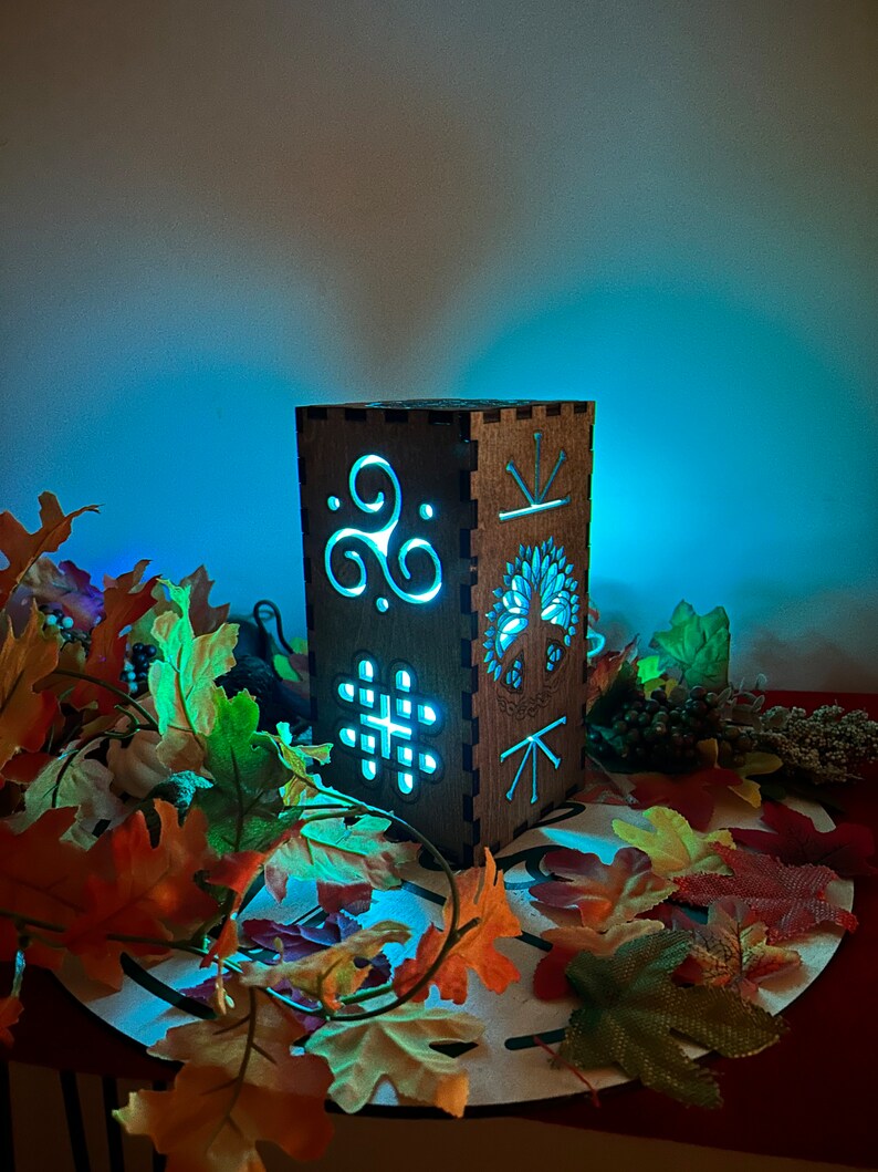 Handcrafted Leaf and Celtic Tree of Life Lantern, Autumn Decor, Fall ...