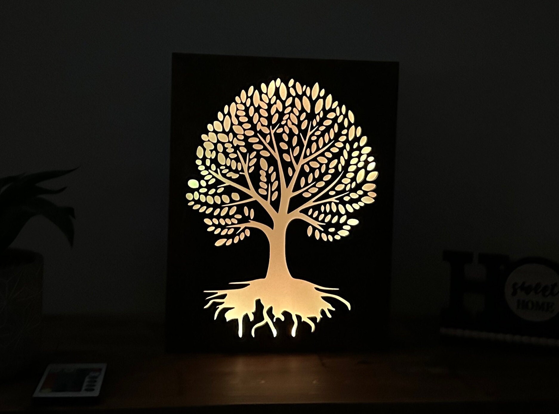 Tree of Life Led Light Lantern Gift, Night Light, Wooden Lamp - Etsy