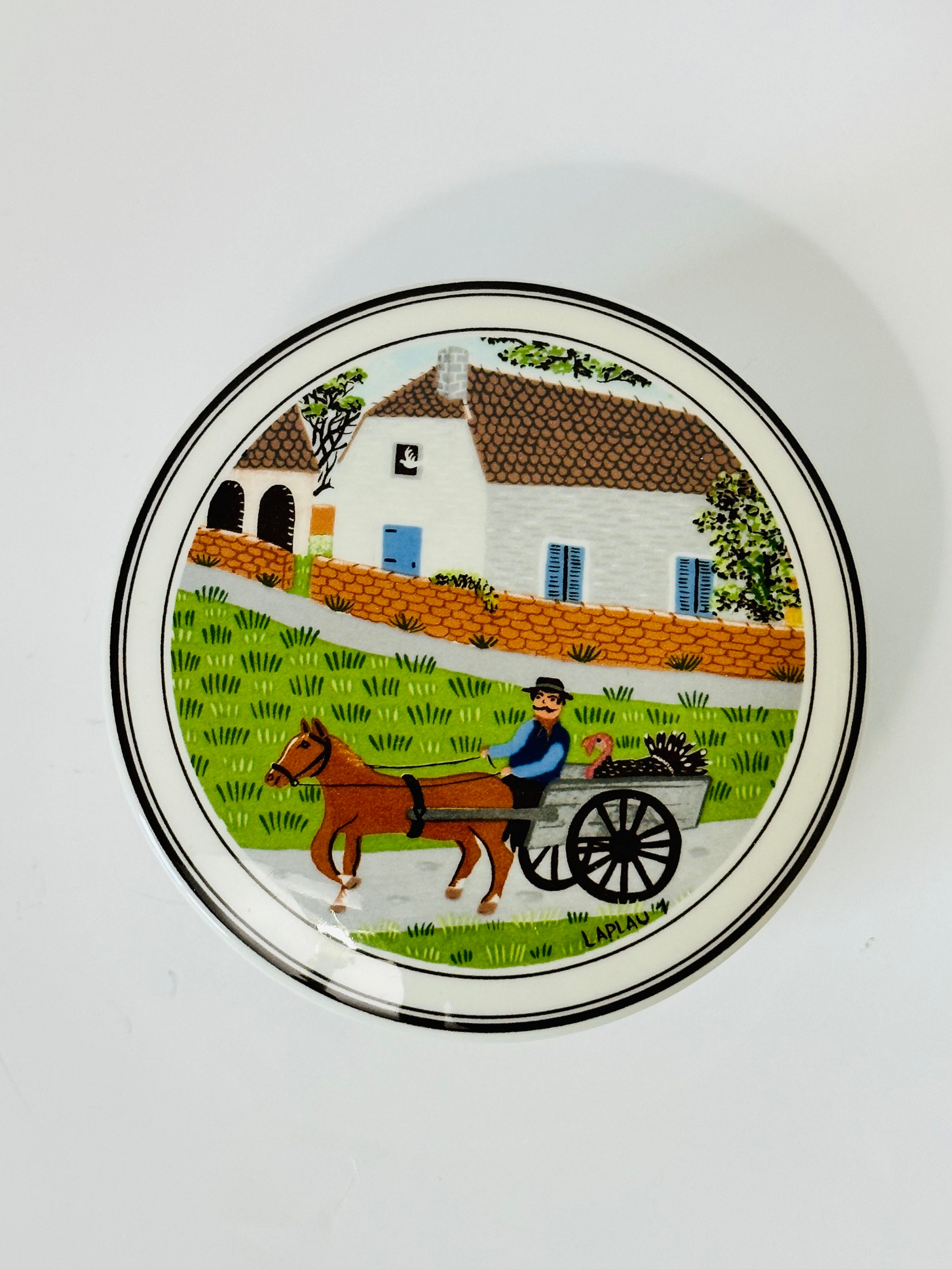 VILLEROY & BOCH naif Porcelain Round Trinket Box Luxembourg, Horse and ...