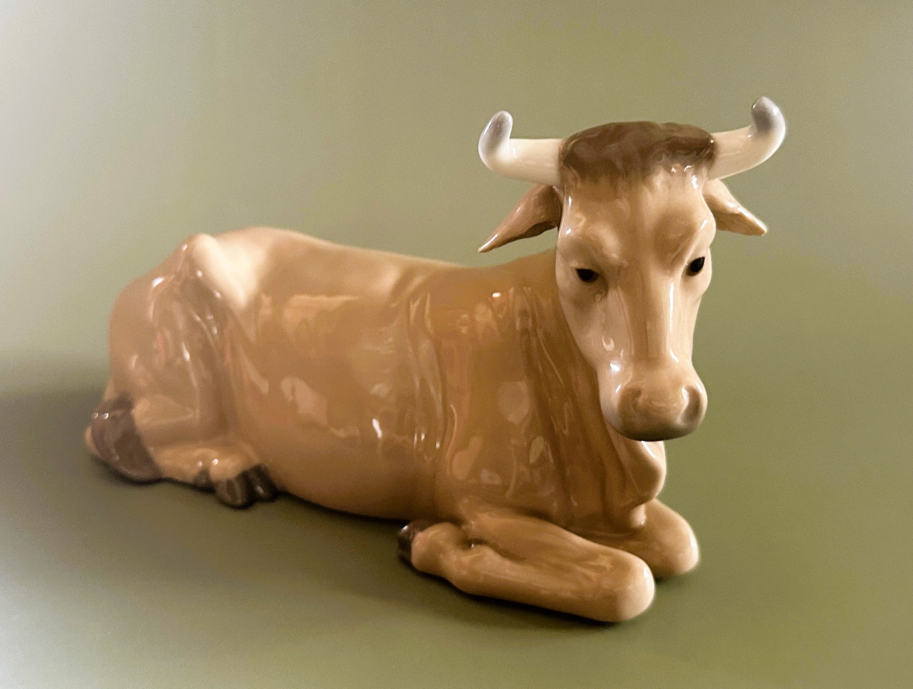 LLADRO NAO COW 309 1981 Nativity Animal, Beige Cow With Horns Laying ...