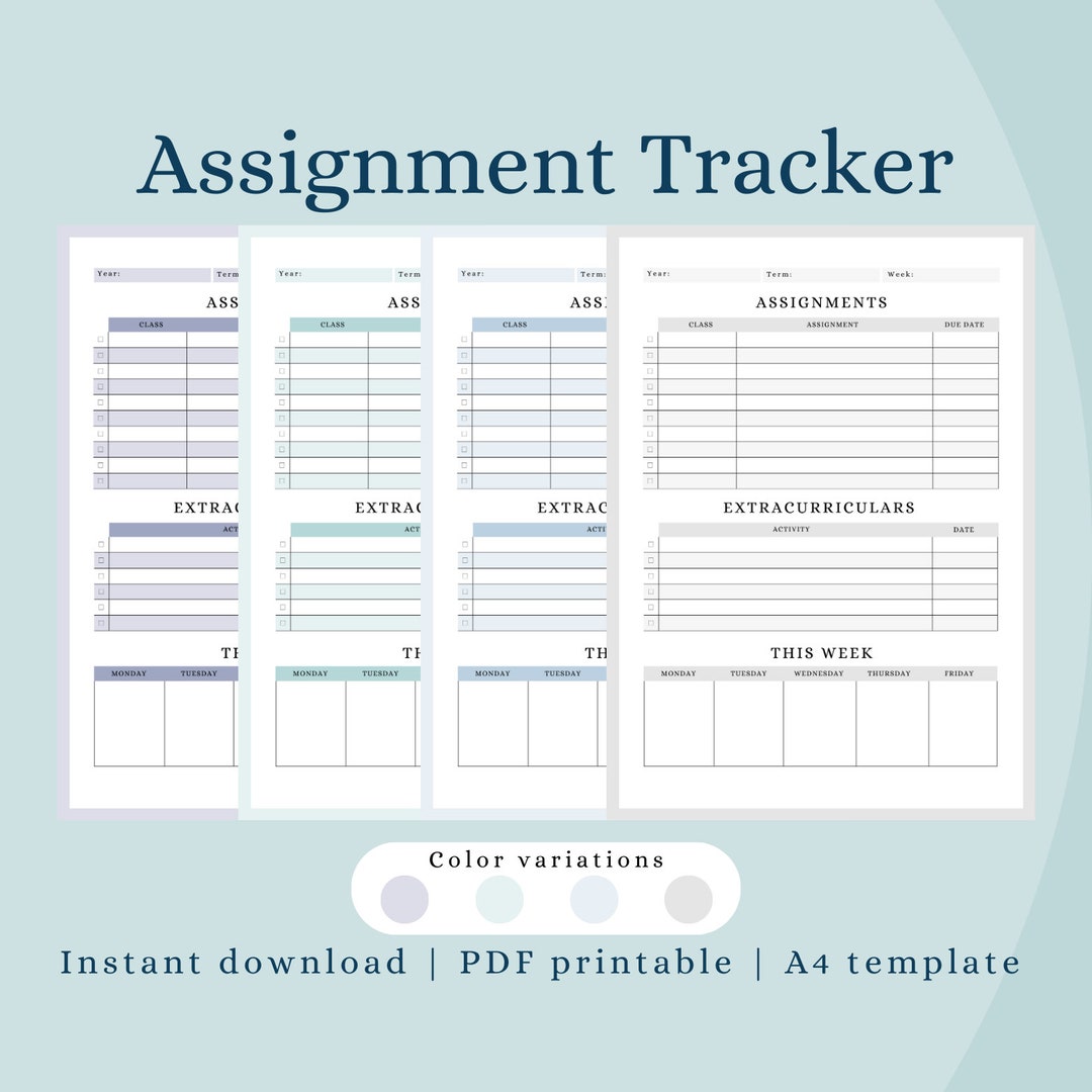 Printable Assignment Tracker | Back to School Planner | Student ...