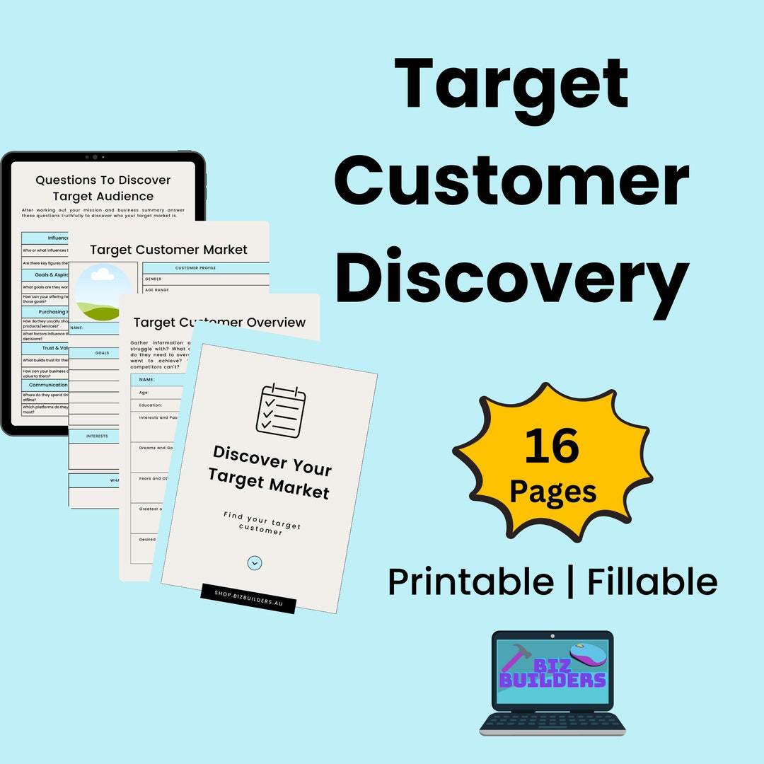 Ultimate Target Customer Discovery Workbook, Target Market Discovery ...