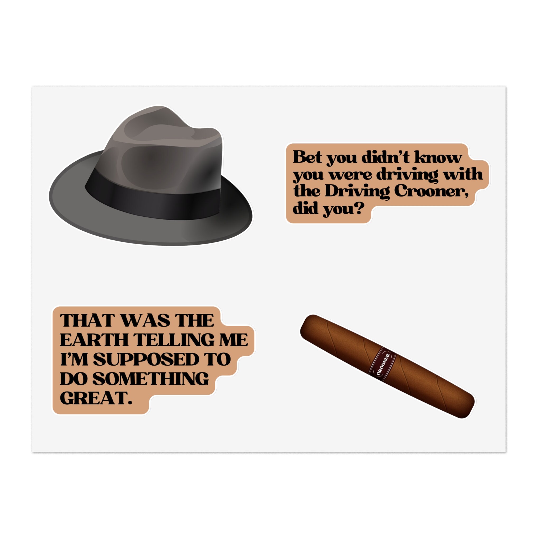 Driving Crooner Vinyl Sticker Set Includes 4 Decals ITYSL Great for ...