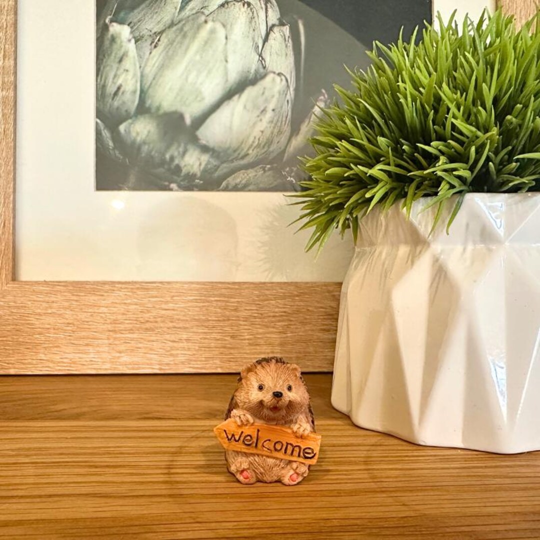Resin Hedgehog Figurine Holding Welcome Sign, 3 Cm Miniature - Etsy