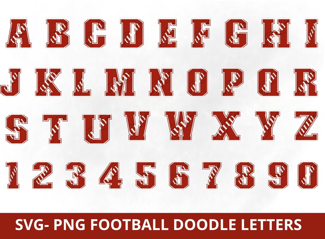Football Alphabet and Numbers SVG Football SVG Varsity Font - Etsy