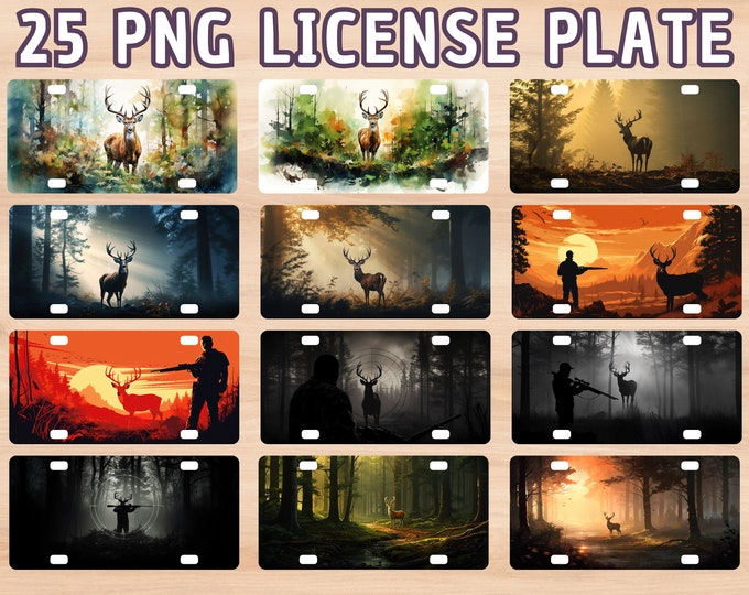 Deer Hunting, License Plate Sublimation Design, PNG License Plate ...