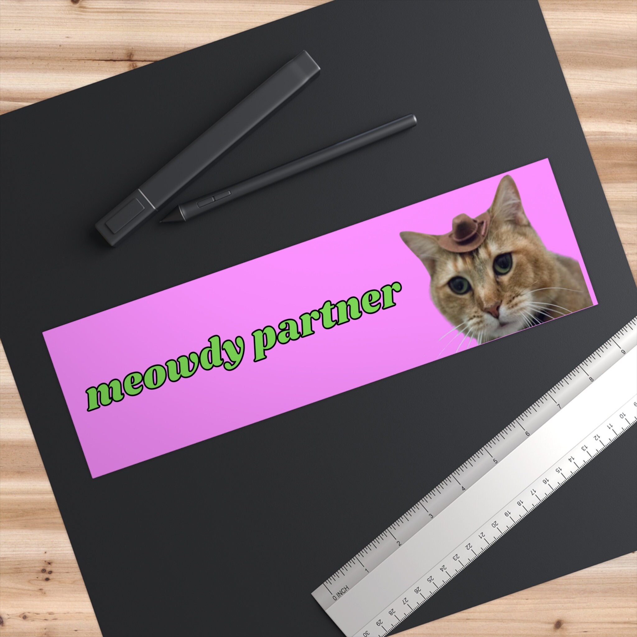 Meowdy Partner Cat Bumper Sticker Cowboy Cat Laptop - Etsy