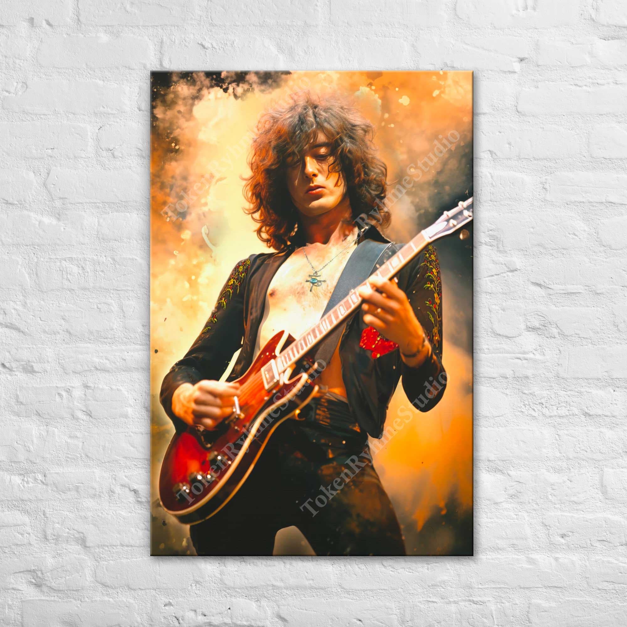 Jimmy Page Canvas Wall Art, Gift for Led Zeppelin Fan, Jimmy Page Fan ...