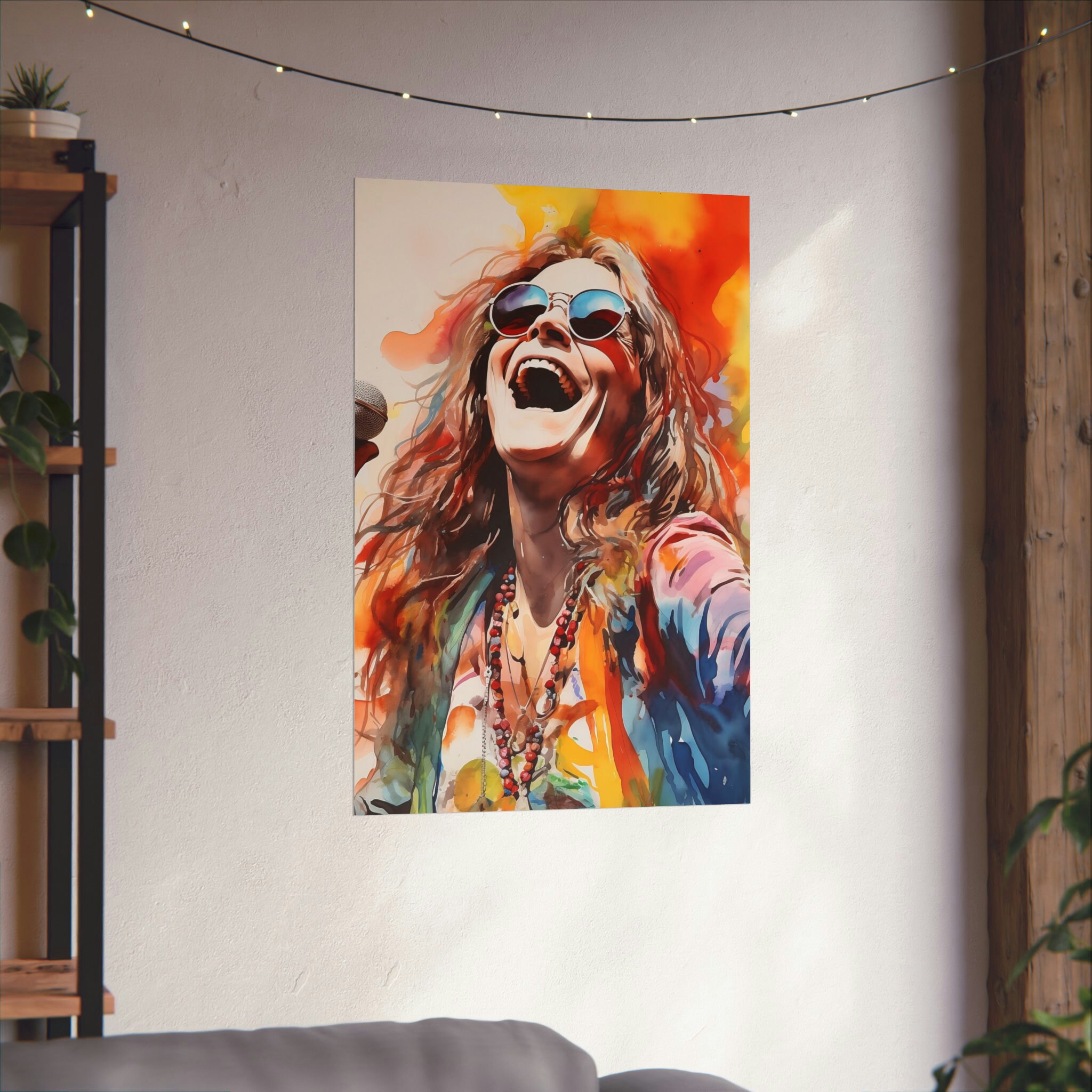 Janis Joplin Poster Wall Art, Abstract Watercolor, Psychedelic ...