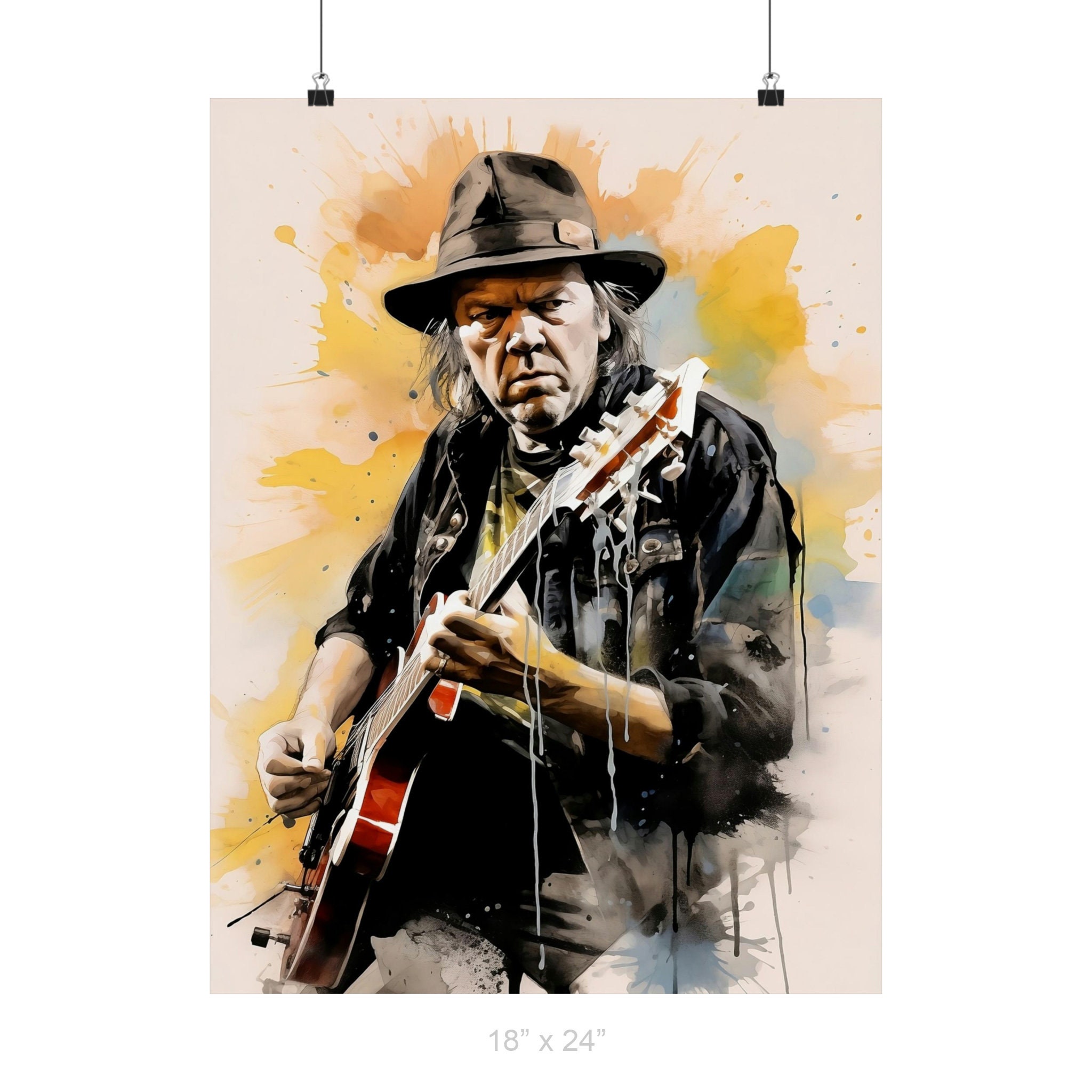 Neil Young Poster Wall Art, Psychedelic, Graffiti Wall Art, Music ...