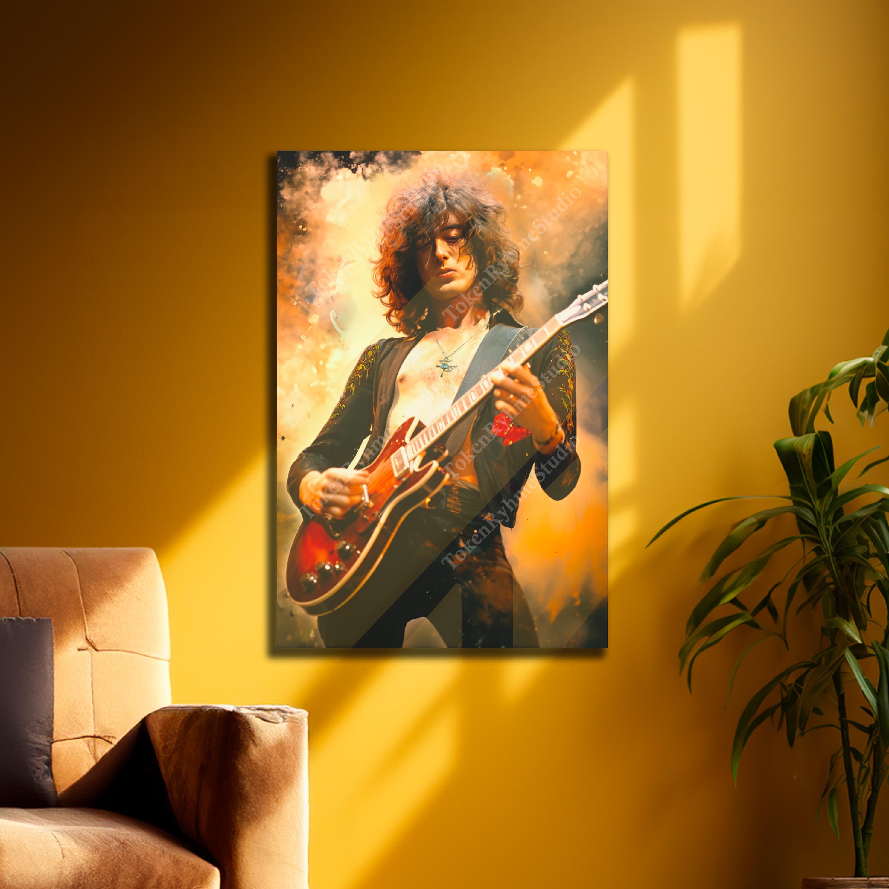 Jimmy Page Canvas Wall Art, Gift for Led Zeppelin Fan, Jimmy Page Fan ...