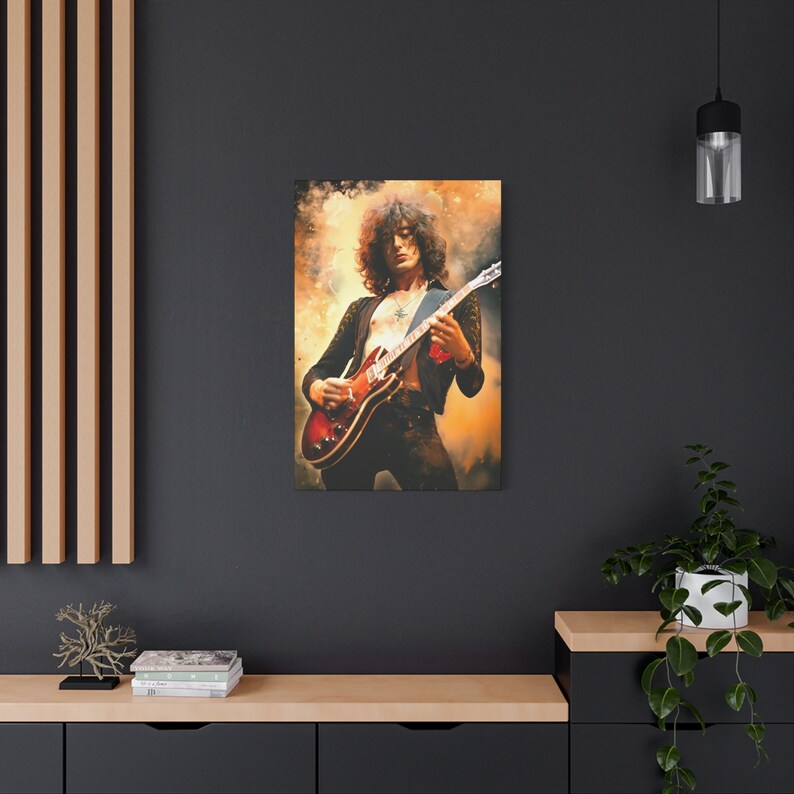 Jimmy Page Canvas Wall Art, Gift for Led Zeppelin Fan, Jimmy Page Fan ...