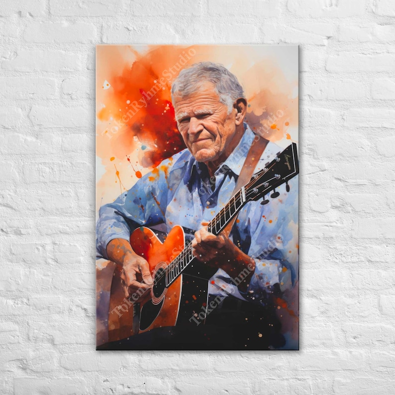 Doc Watson Canvas Wall Art, Doc Watson Fan Art, Cadeau pour fan de ...
