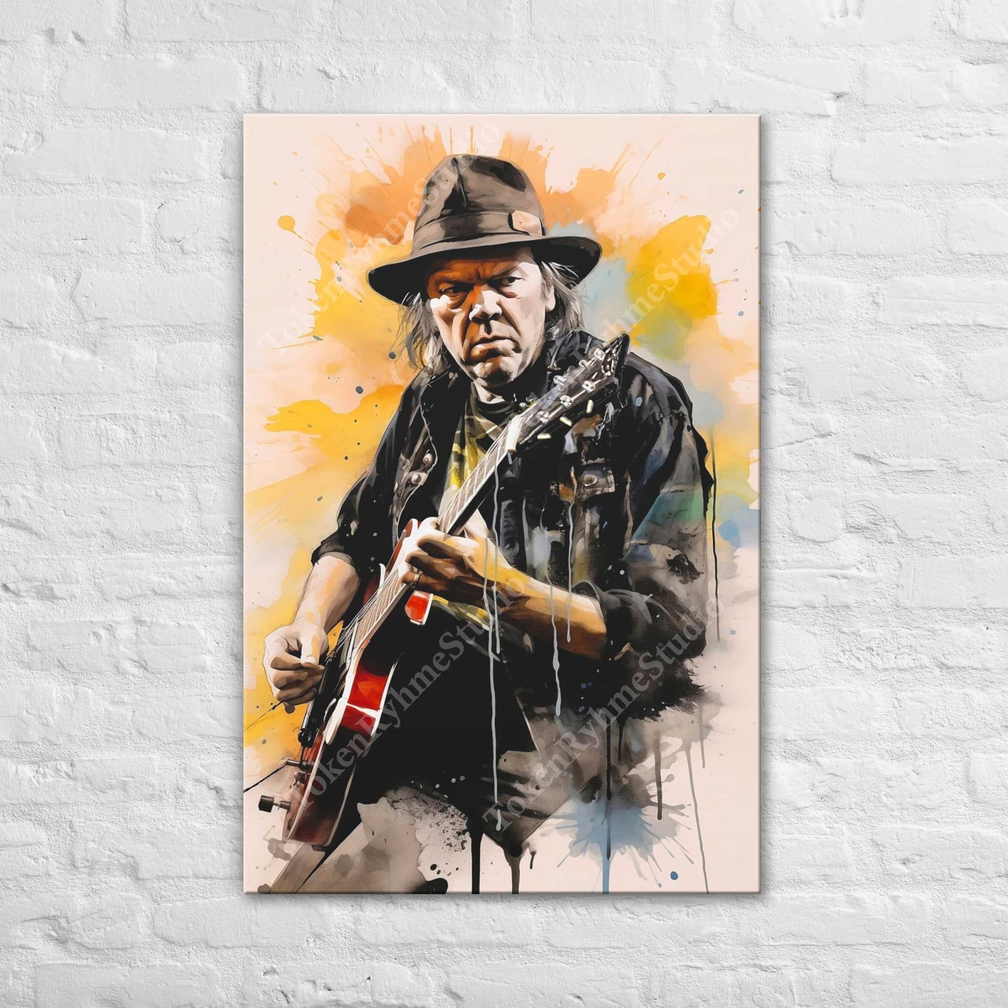 Neil Young Canvas Print, Abstract Watercolor, Psychedelic, Graffiti ...
