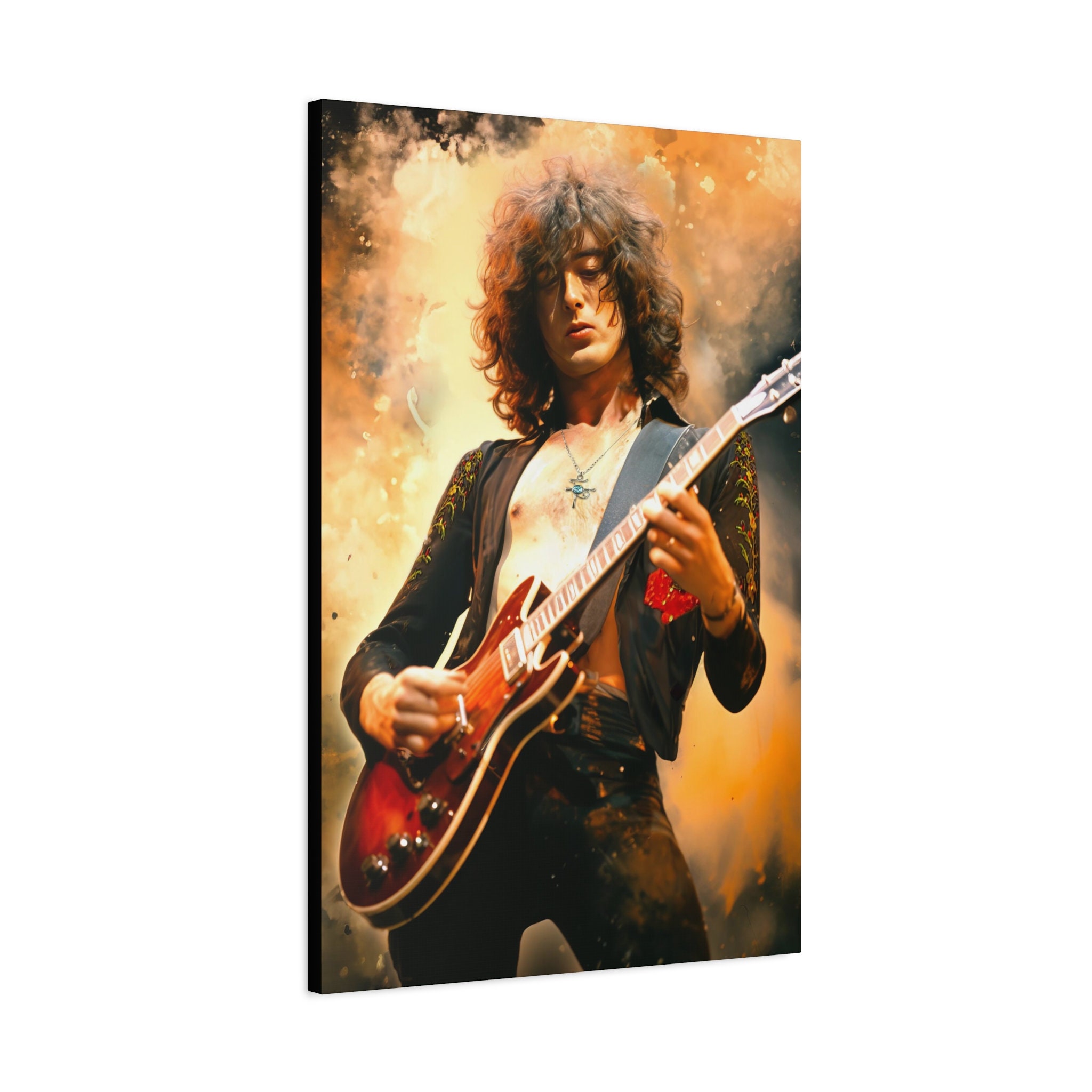 Jimmy Page Canvas Wall Art, Gift for Led Zeppelin Fan, Jimmy Page Fan ...