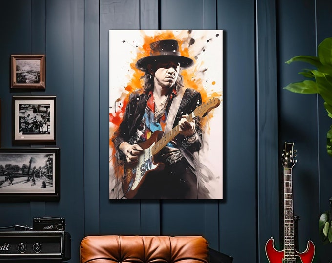 Stevie Ray Vaughan Poster With Signature Double Trouble Wall Art Rock ...