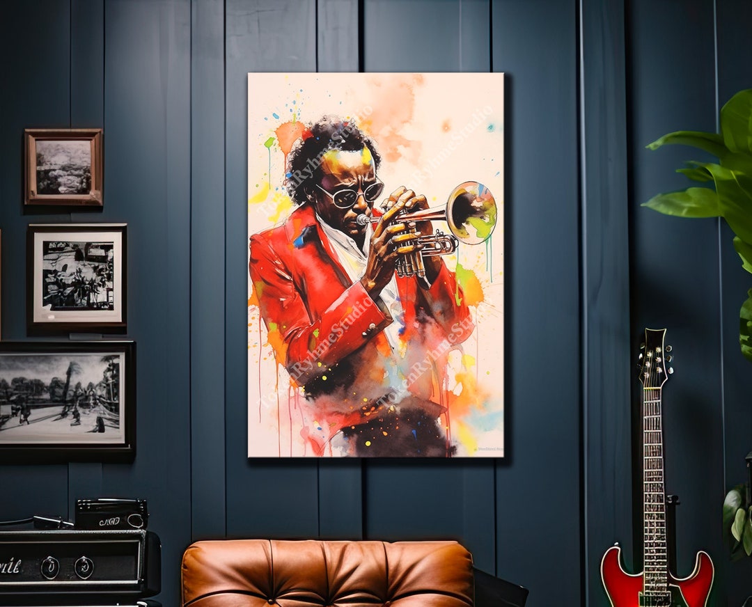 Miles Davis Canvas Print, Canvas Print, Graffiti Wall Art, Music Studio ...