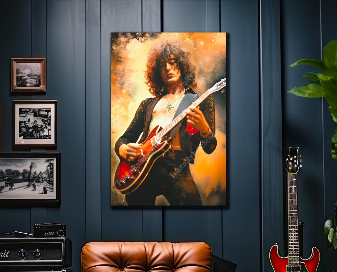 Jimmy Page Canvas Wall Art, Gift for Led Zeppelin Fan, Jimmy Page Fan ...