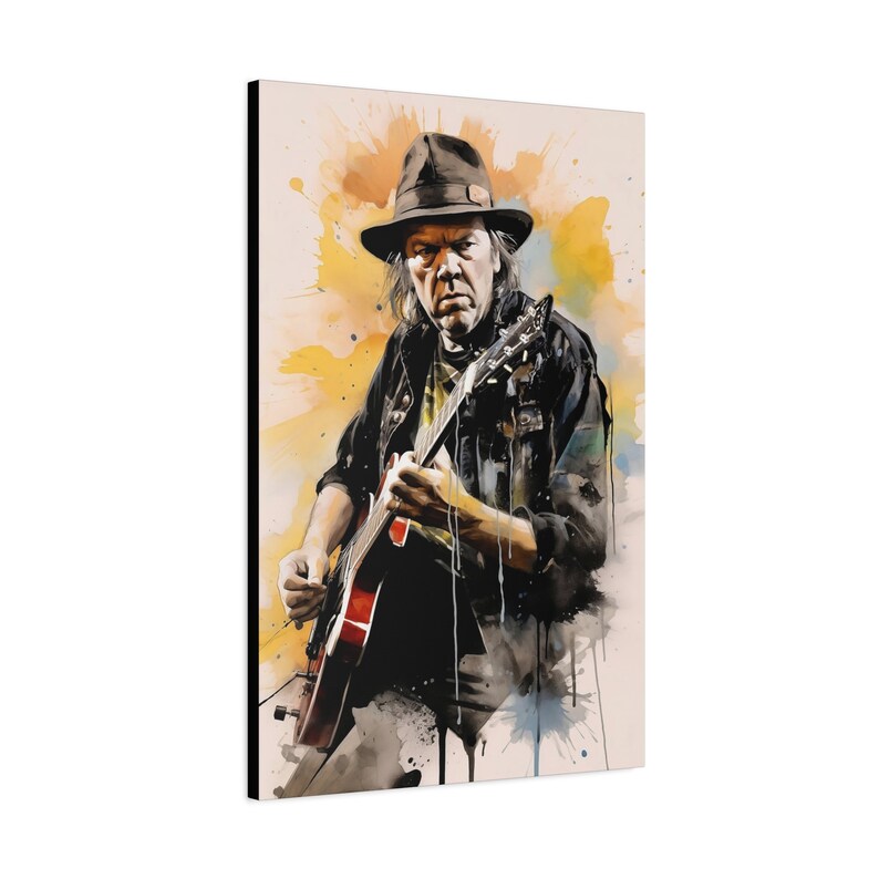Neil Young Canvas Print, Abstract Watercolor, Psychedelic, Graffiti ...