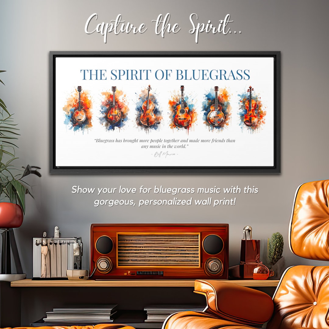The Spirit of Bluegrass - Framed Wall Decor, Personalized Music Print ...