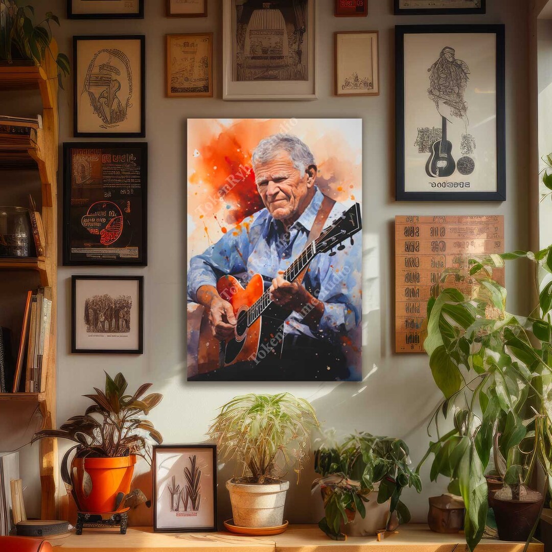 Doc Watson Canvas Wall Art, Doc Watson Fan Art, Cadeau pour fan de ...