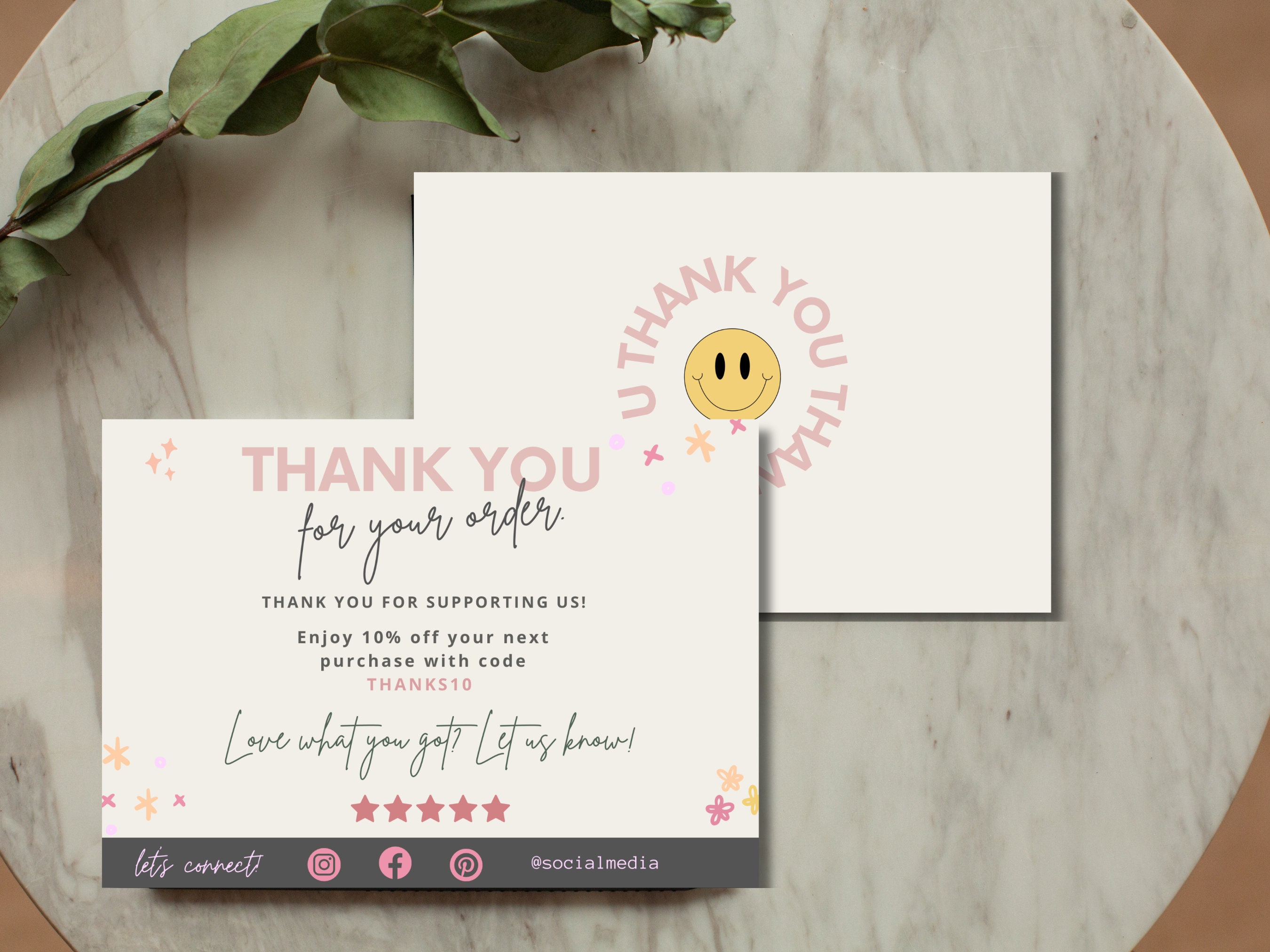 Editable Thank You Business Card Template, Minimalistic Thank You Card ...