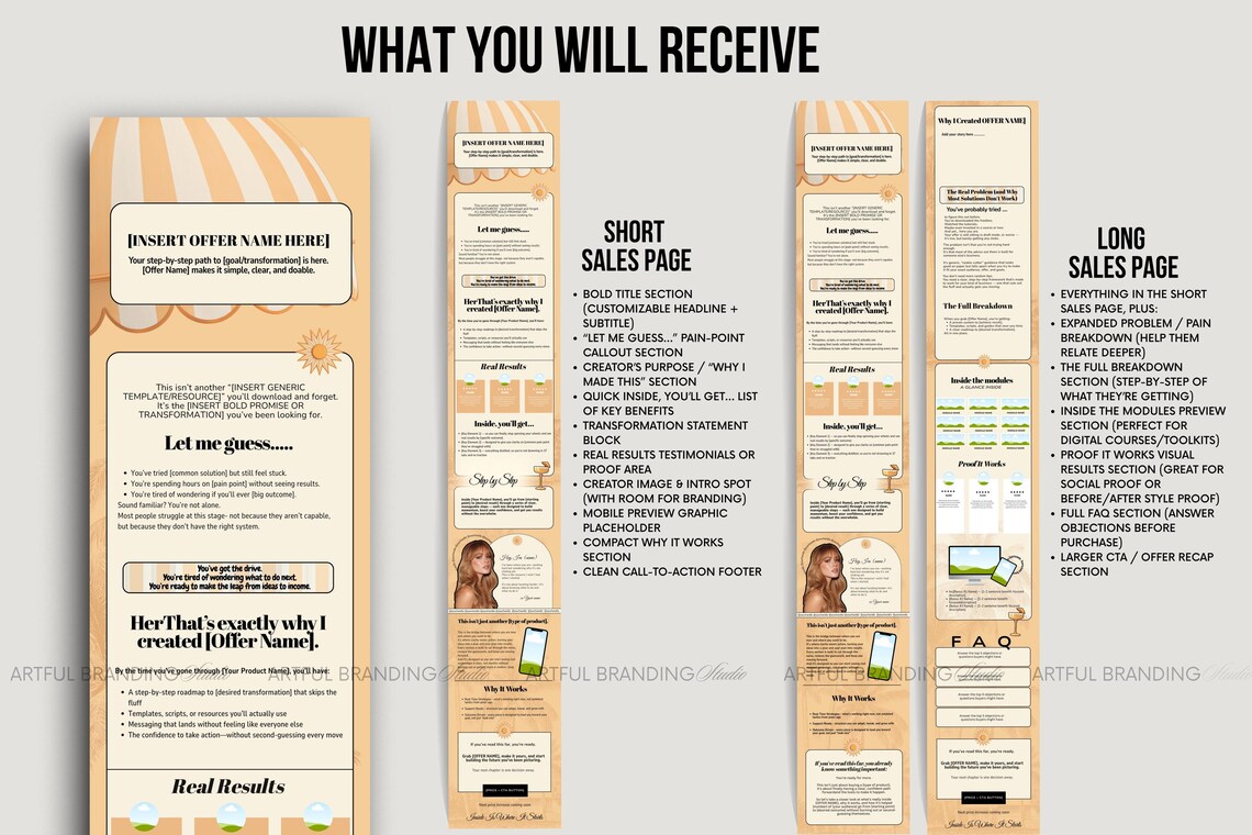 Warm Peach Sales Page Template: Stan Store & Beacons Funnel (canva ...