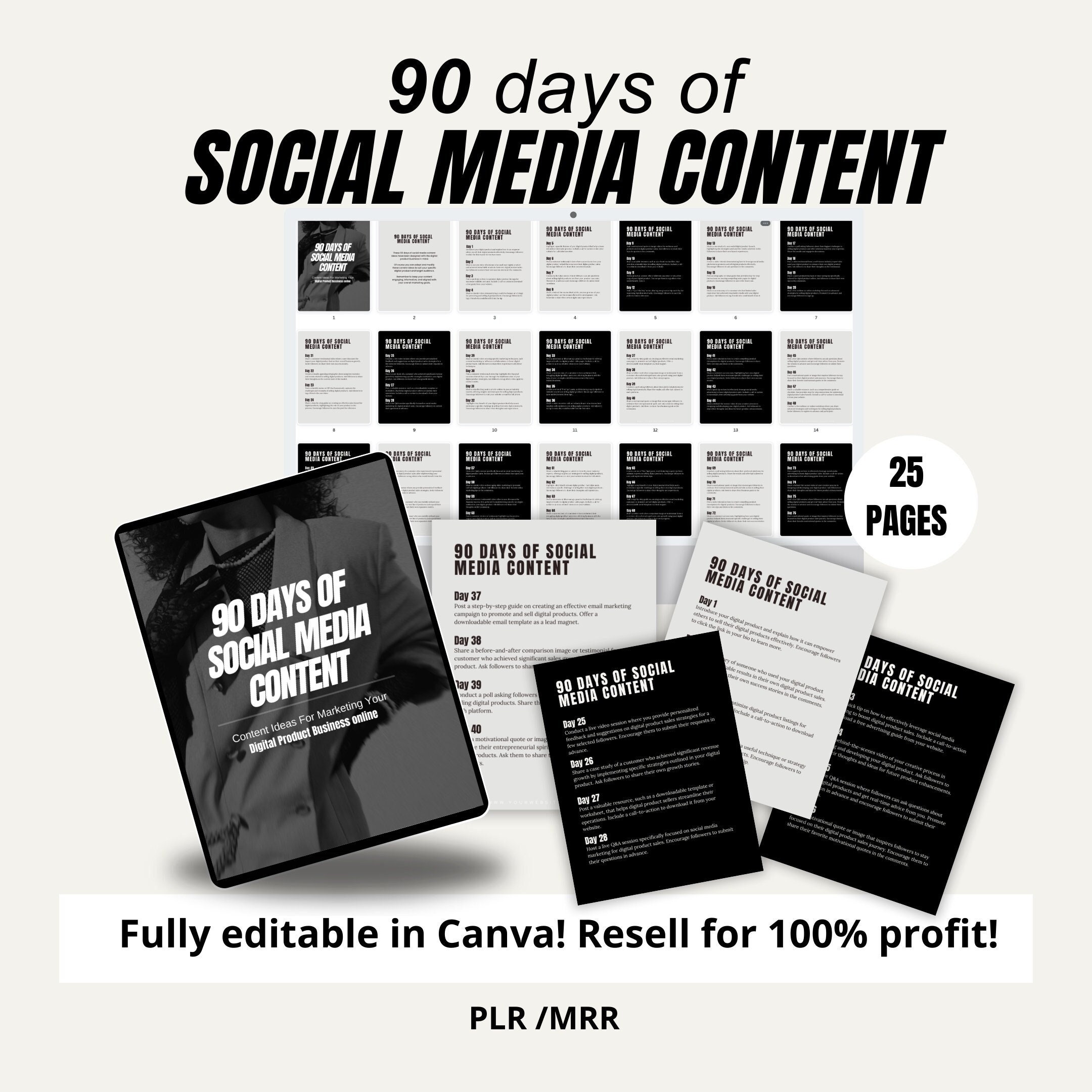 90 Days of SOCIAL MEDIA CONTENT for Marketing and Promoting a Digital ...