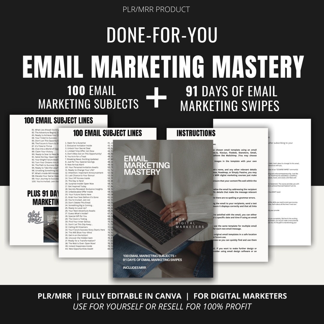 DIGITAL MARKETING MASTERY | 100 Email Marketing Subjects + 91 Days of ...