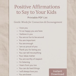 Positive Affirmations for Kids Printable – Daily Encouraging Words for ...