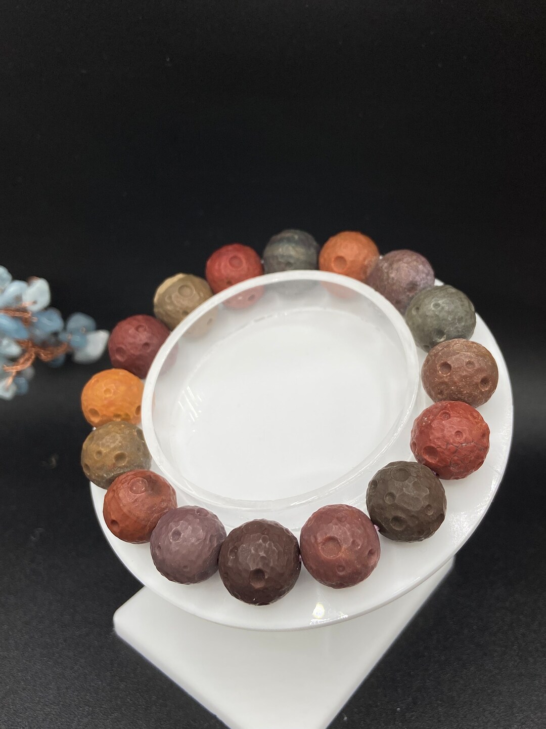 Alashan Agate Moon Craters Matte Design Crystal Bracelet / 12 MM - Etsy