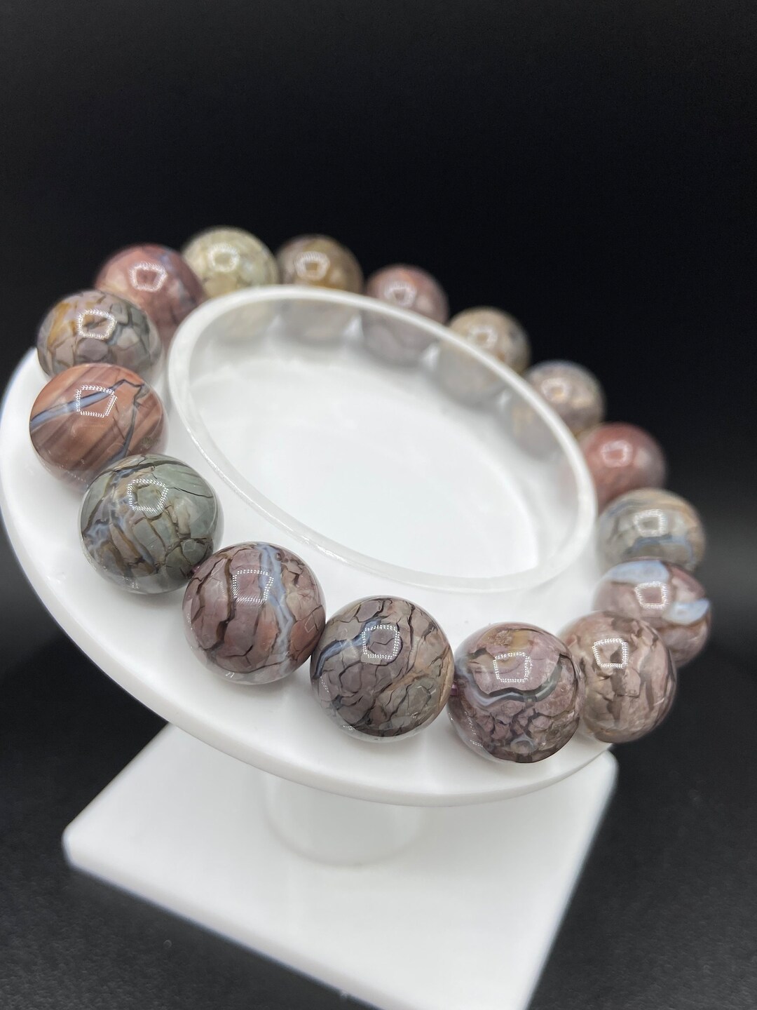 Volcanic Design Alashan Agate Crystal Bracelet / 12 MM - Etsy