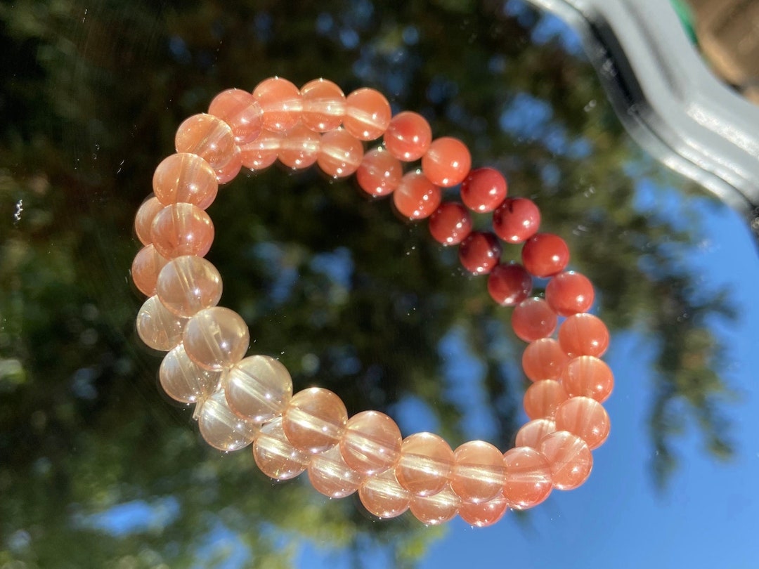 RARE Gradient Andesine ( Orange Labradorite) Crystal Bracelet / 7 Mm - Etsy
