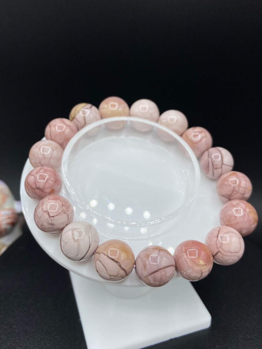 Cracked Marble Smooth Alashan Agate Crystal Bracelet / 12 MM - Etsy UK