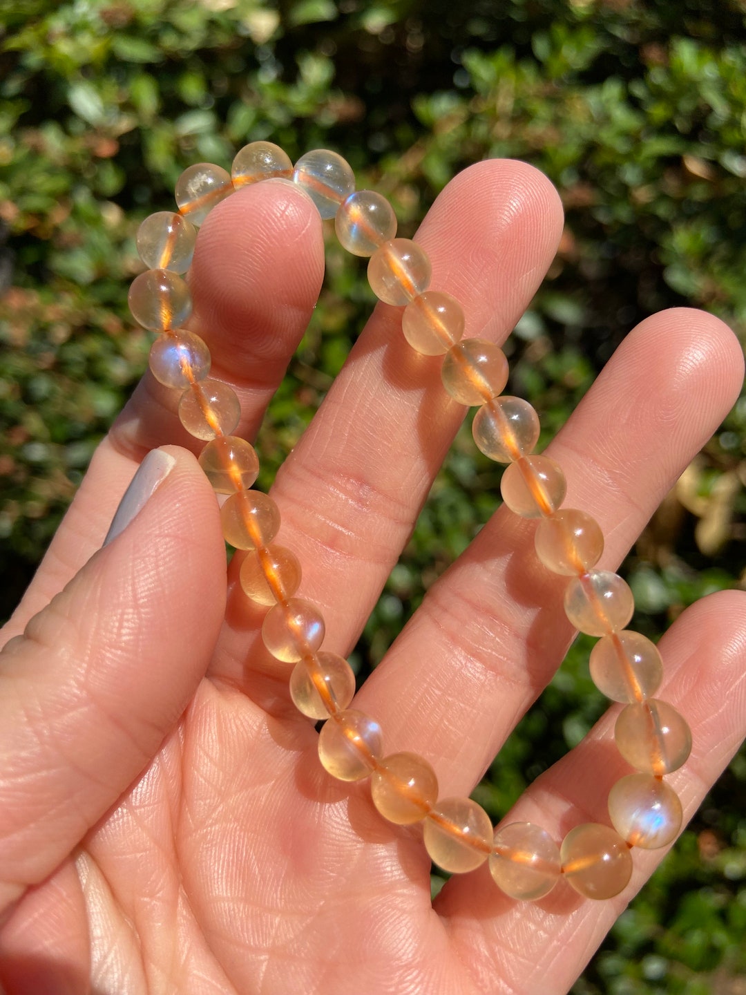 RARE High Quality Golden Andesine Orange Labradorite Crystal Bracelet 7 ...