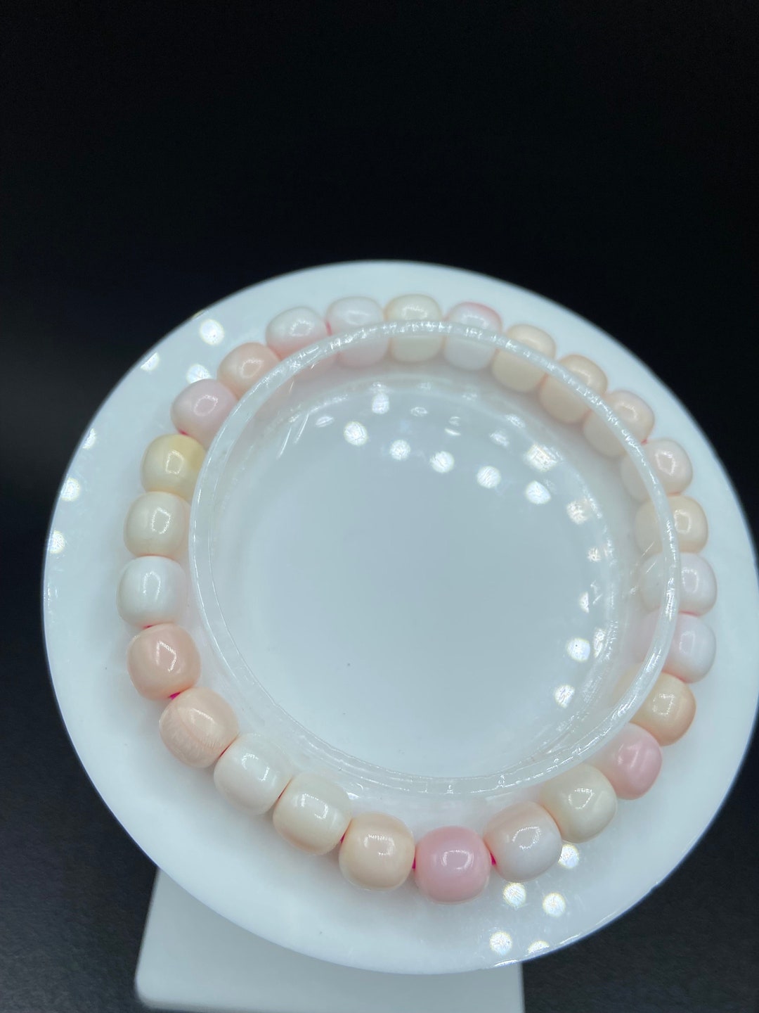 High Quality Pink Queen Conch Shell Bracelet, Beaded Stretch Bracelet ...