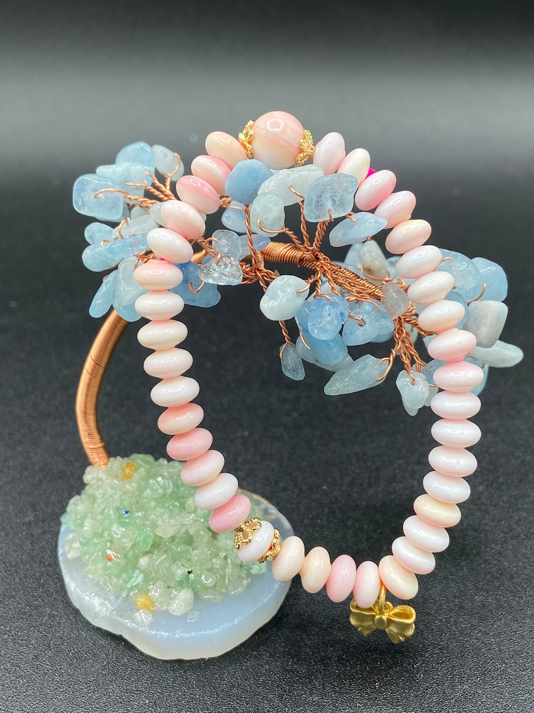 Pink Queen Conch Shell Bracelet, Crystal Gemstone Bracelet, Beaded ...