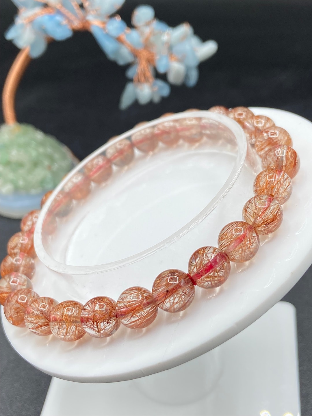 Copper Rutilated Quartz, Red Rutile, Beaded Bracelet, Crystal Bracelet ...