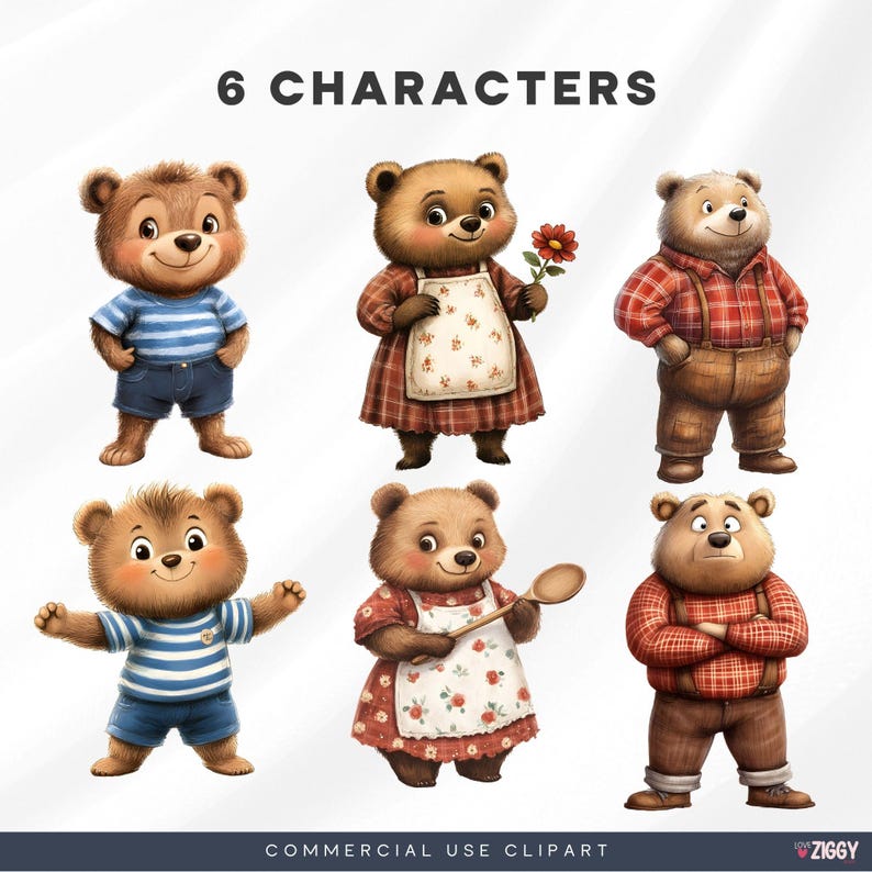 Goldilocks Clipart, Fairytale Illustrations, Three Bears Graphics ...