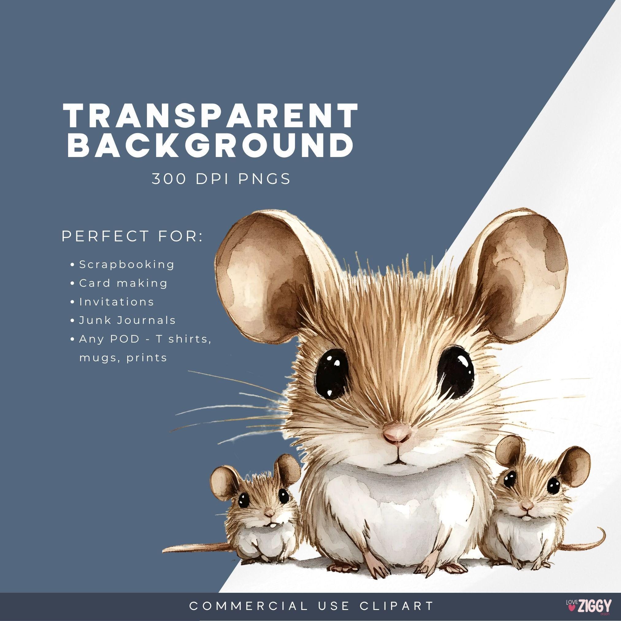 Mama and Baby Mice Clipart PNG: Whimsical Nursery Art (digital Download ...
