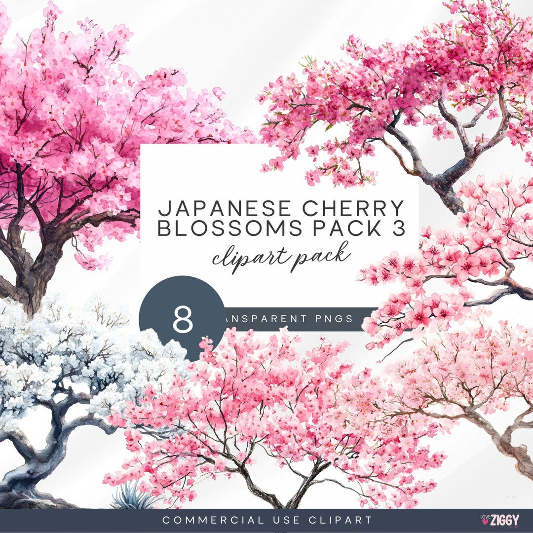 Japanese Cherry Blossom Clipart Pack, Elegant Sakura Branches for ...
