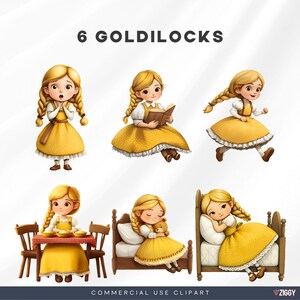 Goldilocks and the Three Bears Clipart: Fairytale Nursery Art (digital ...