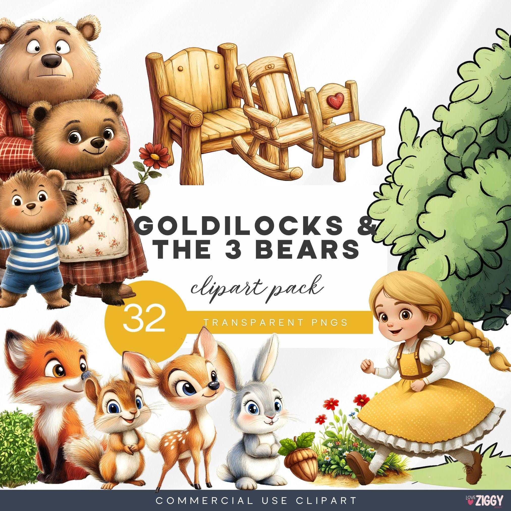Goldilocks Clipart, Fairytale Illustrations, Three Bears Graphics ...