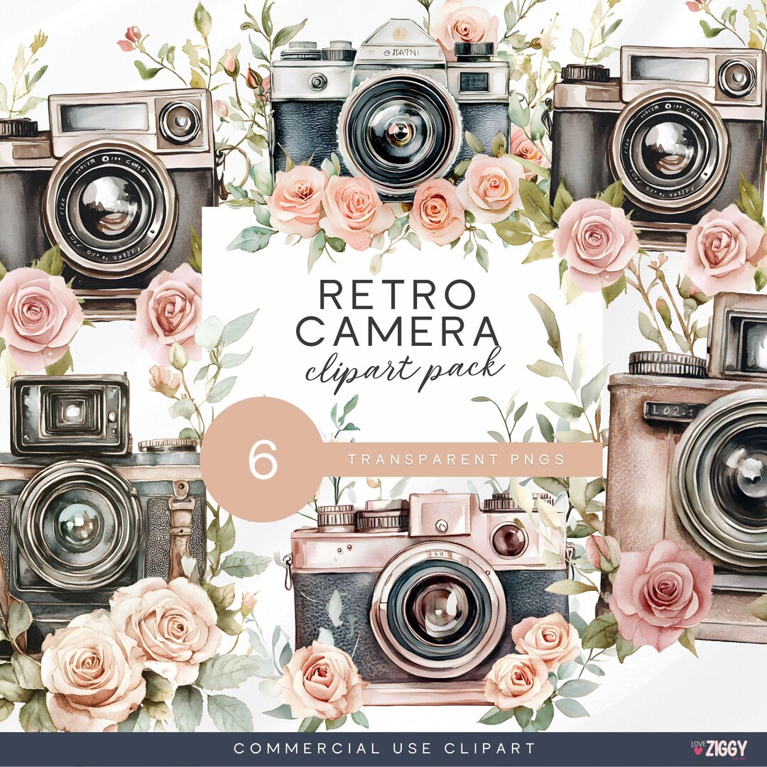 Vintage Camera Clipart Set, Floral Rose Pngs (digital Download) - Etsy